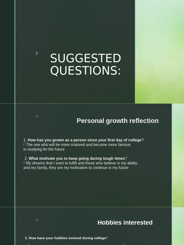 Suggested Questions | PDF | Mentorship | Psychology