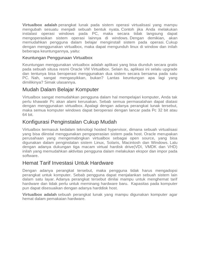 Pengertian Virtual Box | PDF | Komputer
