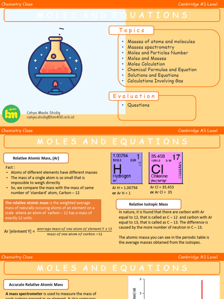 Moles and Equations | PDF | Mole (Unit) | Molecules