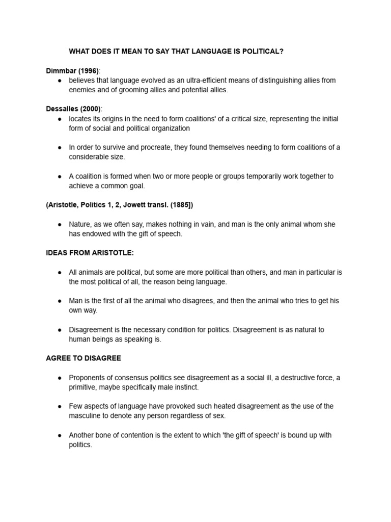 Language and Politics Prelim | PDF | Rhetoric | Reason