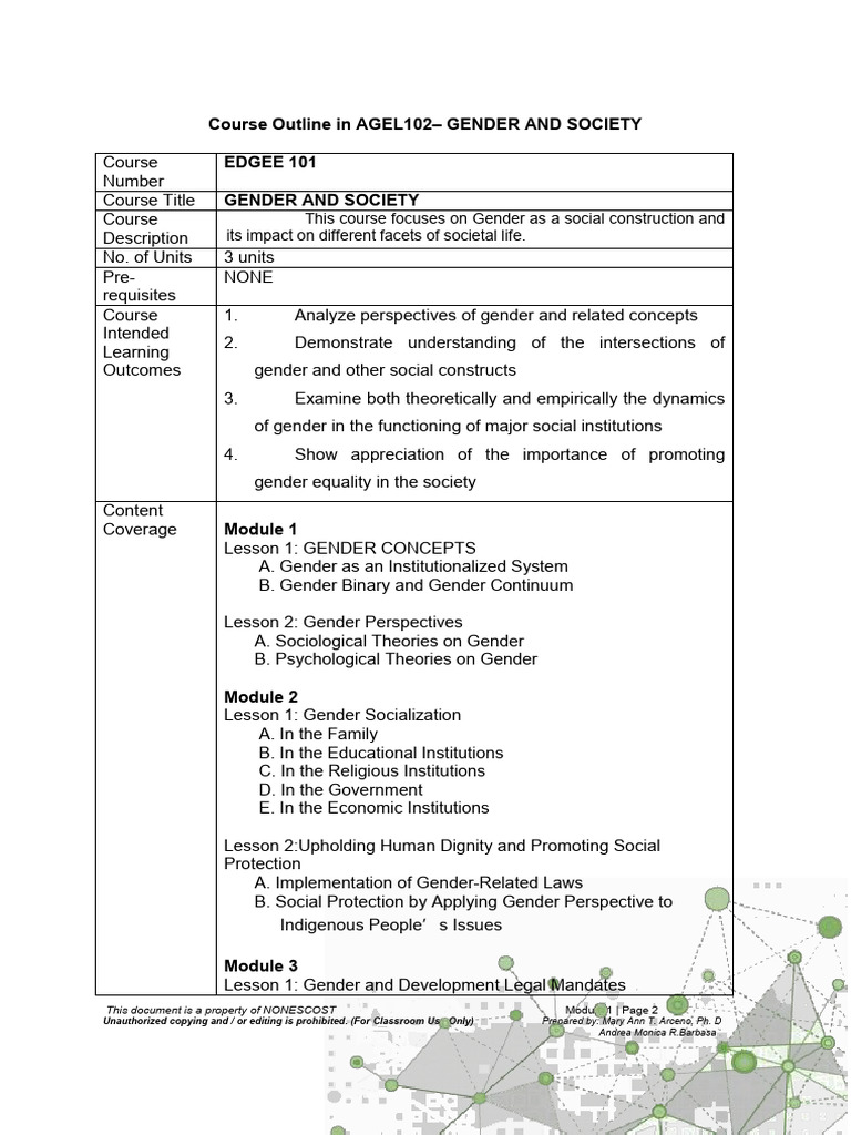 Prelim 24 25 Gender and Society Notes For Students | PDF | Gender ...
