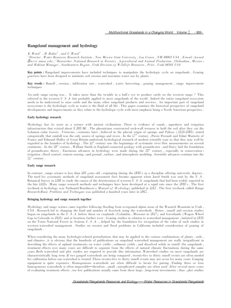 Rangeland Management and Hydrology | PDF