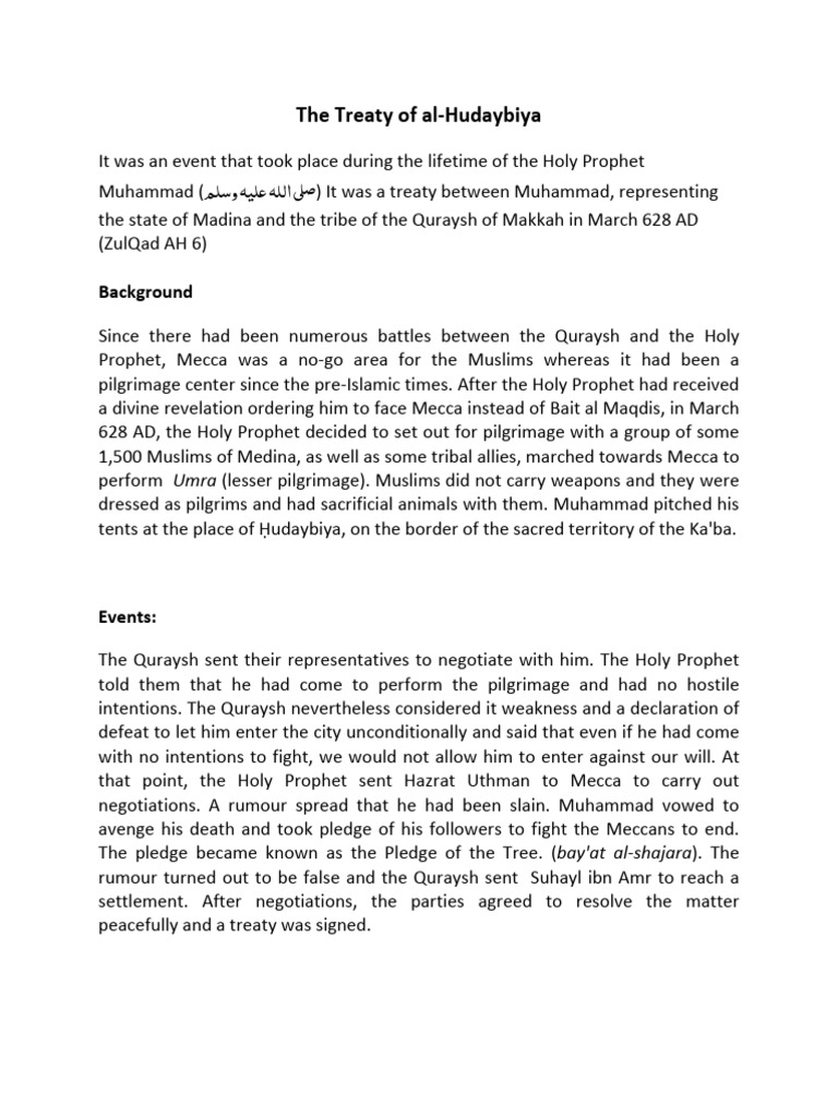 The Treaty of Hudaybia | PDF | Abrahamic Religions | Banu Hashim