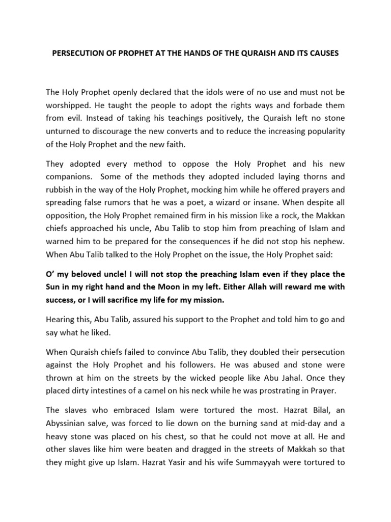 Persecution of Prophet at The Hands of The Quraish | PDF | Muhammad ...