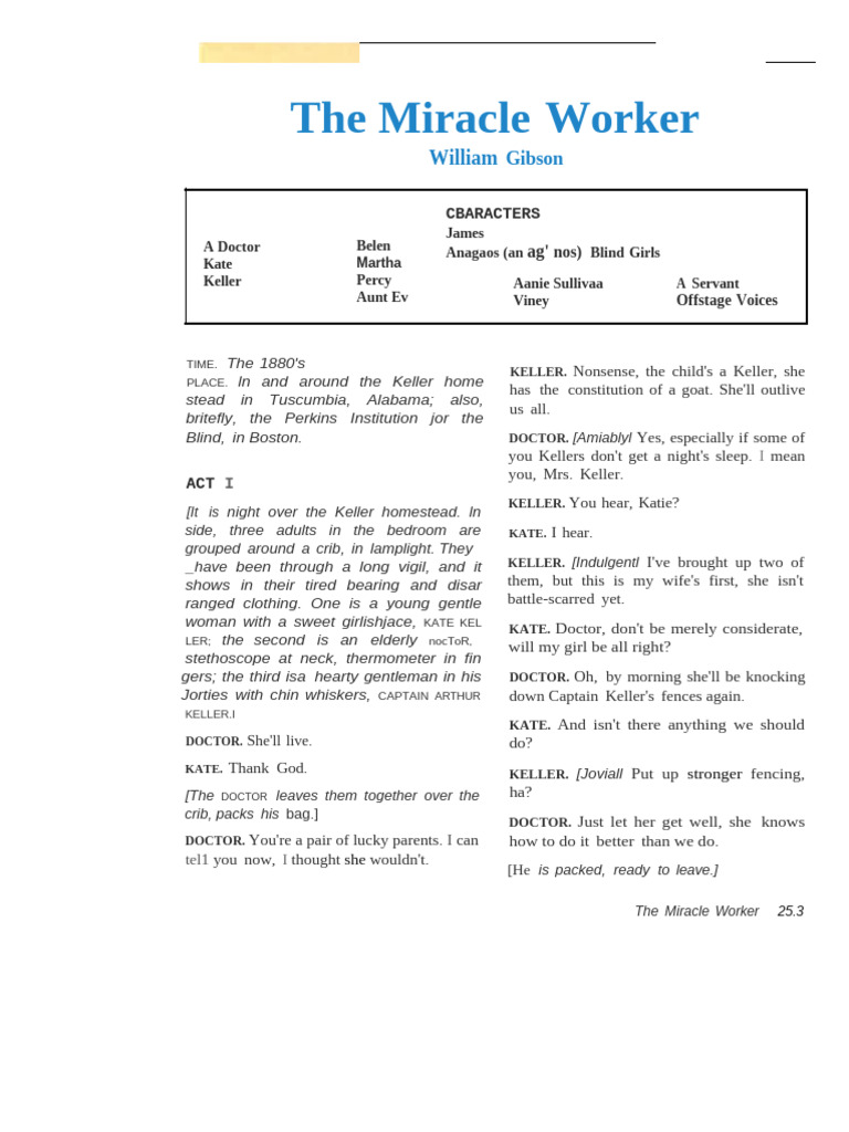 The Miracle Worker PDF | PDF