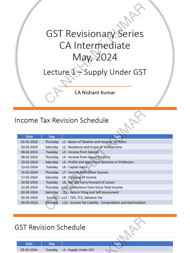 GST - Lecture 1 - Supply Under GST | PDF | Value Added Tax | Taxes