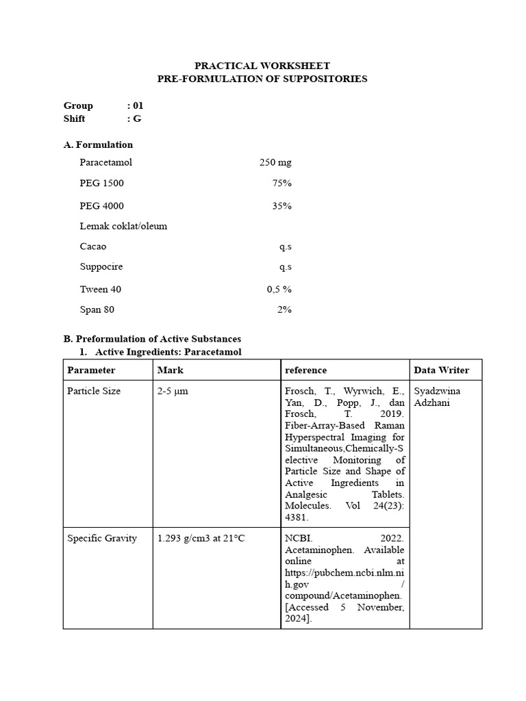 Preformulasi Sediaan Suppositoria | PDF | Solubility | Polyethylene Glycol