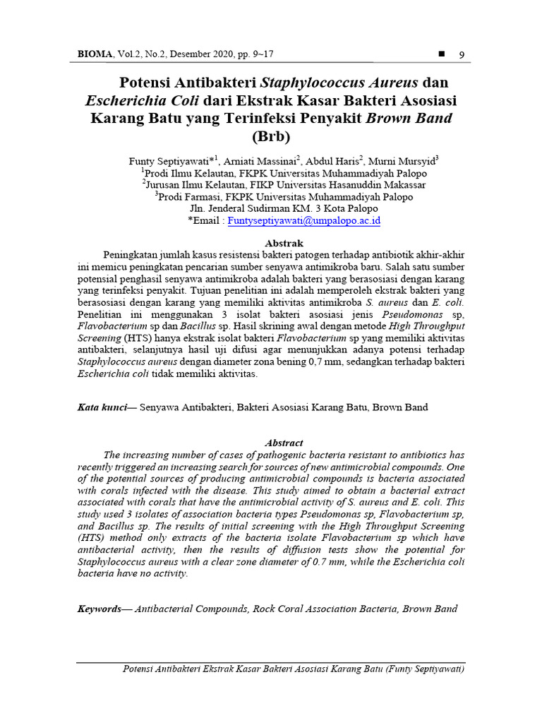 Jurnal S.aureus Dan E.coli | PDF | Kesehatan Holistik | Sains & Matematika