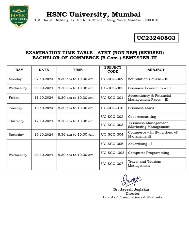 Revised - Bcom III Atkt Non Nep Oct 24 | PDF
