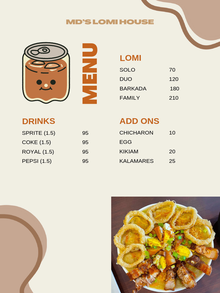 Beige Playful Illustrative Coffee Menu Template | PDF