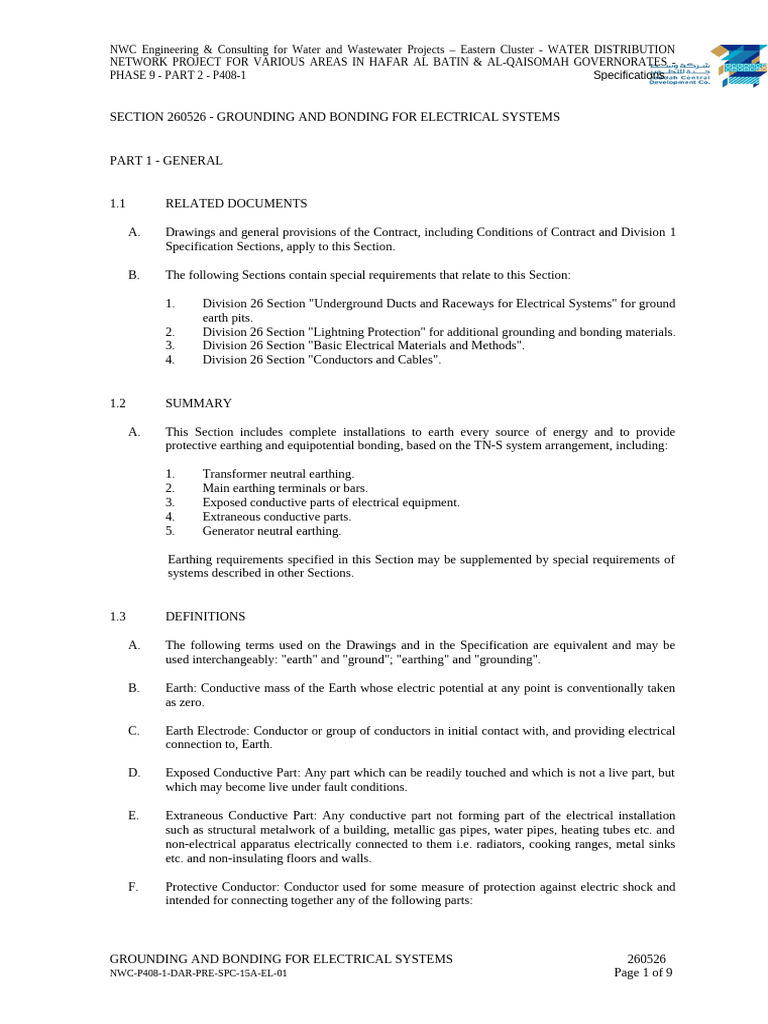 Grounding & Bonding Specs for Electrical Systems | PDF | Electrical ...