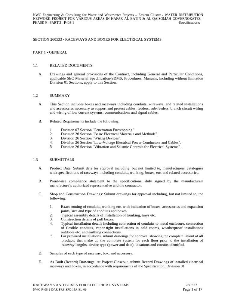 SPC - 01 - Sec-260533 - Raceways and Boxes For Electrical Systems | PDF ...