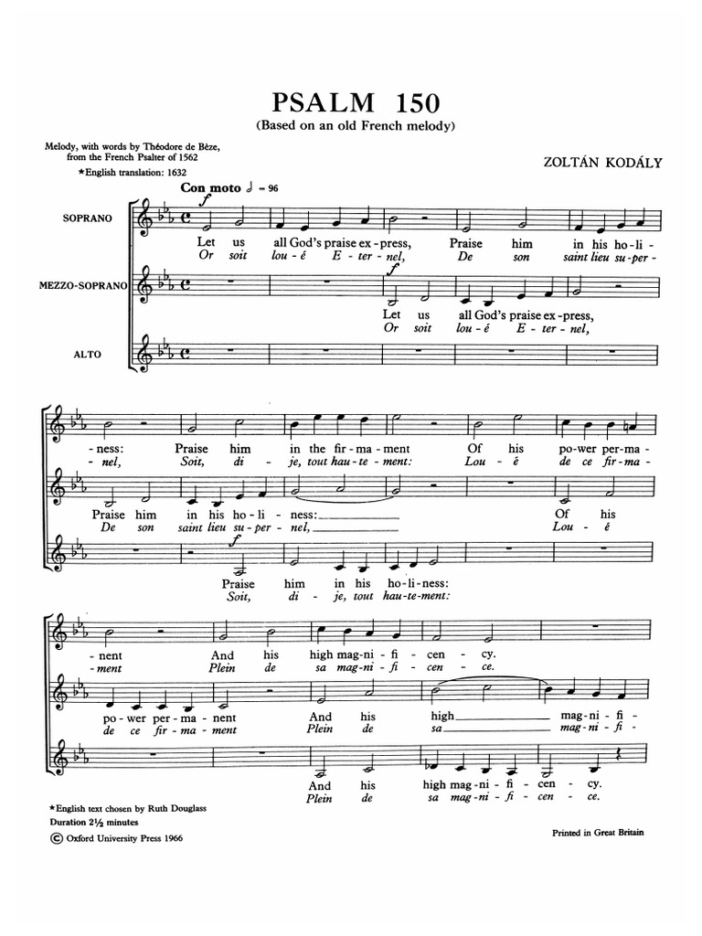 Kodaly - Psalm 150 | PDF