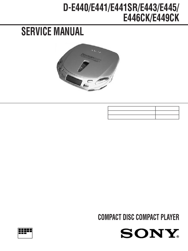 Sony D-E440, E441, E443, E445, E446, E449 | PDF | Laser | Optics