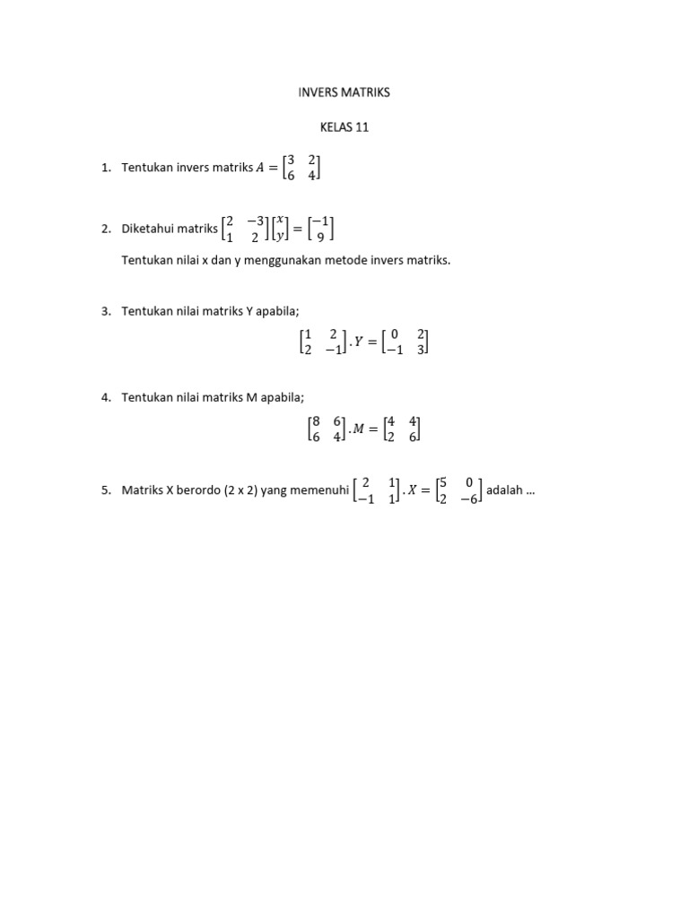 Soal Math 11 Matriks | PDF | Metode & Bahan Ajar