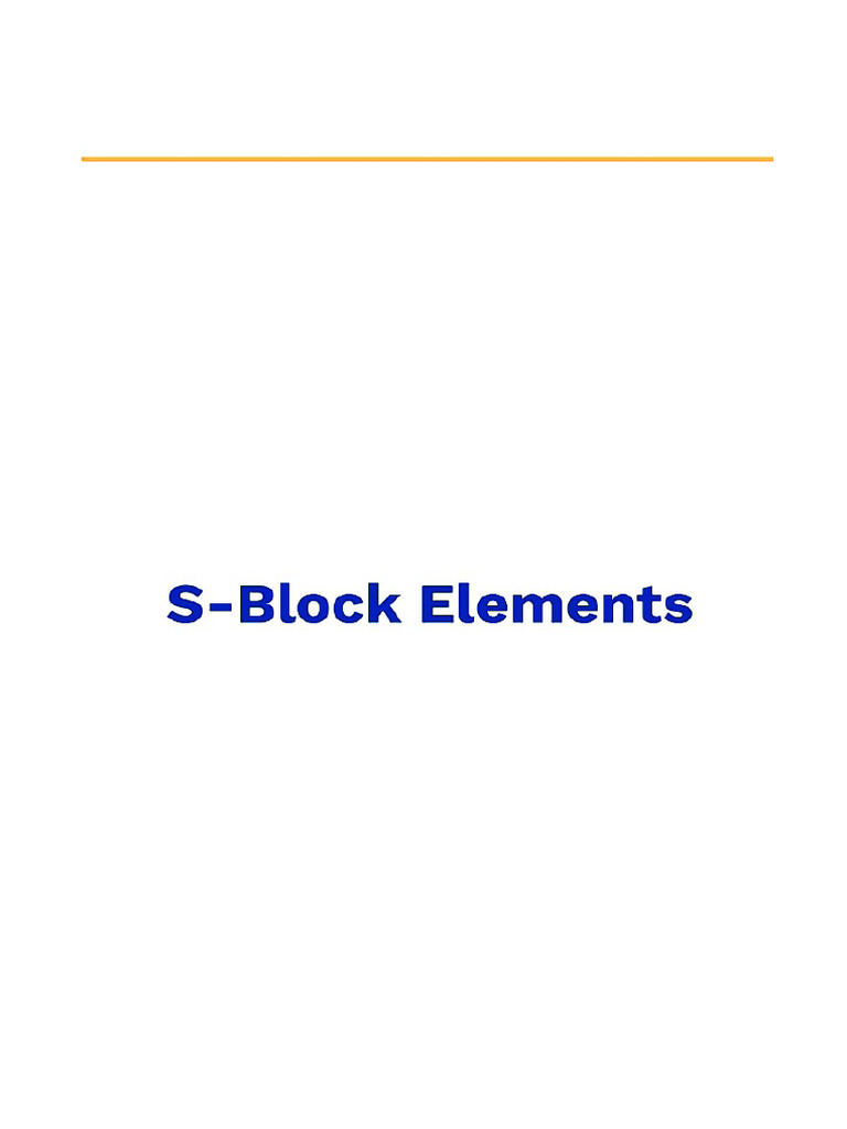 S-Block Elements | PDF