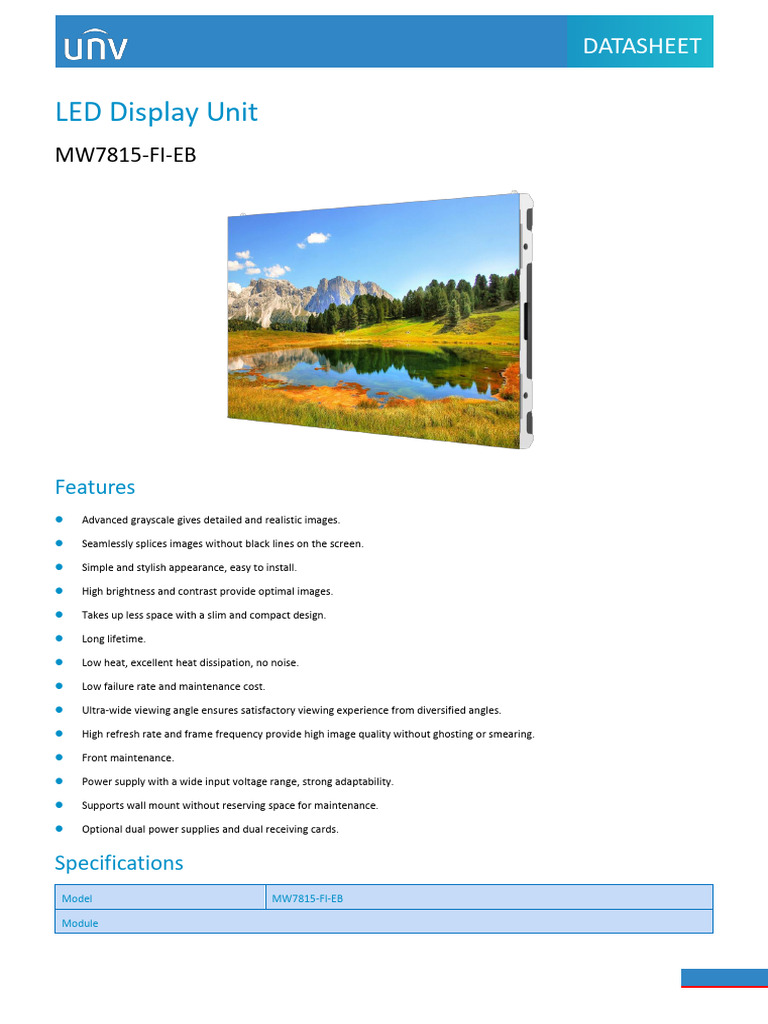 LED Display Unit Specs | PDF | Display Resolution | Pixel