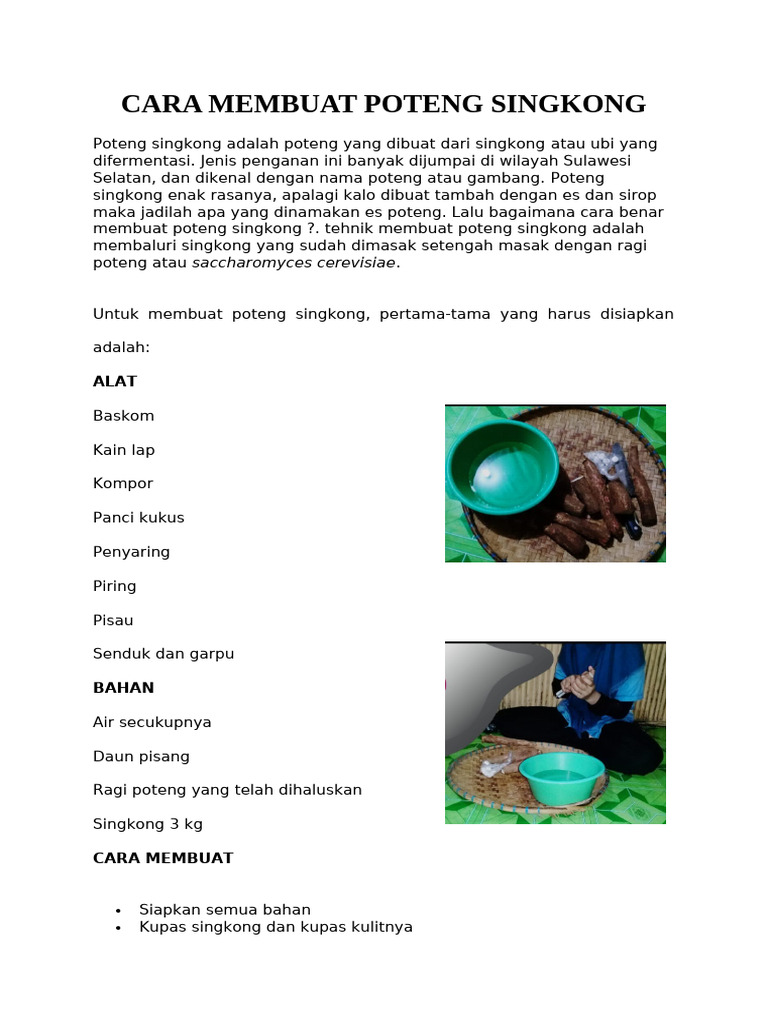 Cara Membuat Poteng Singkong | PDF | Memasak, Makanan, & Anggur | Griya ...