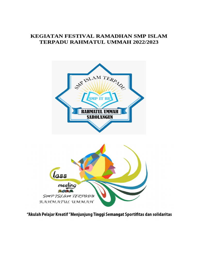 Proposal Kegiatan Class Meeting 2022 Contoh | PDF
