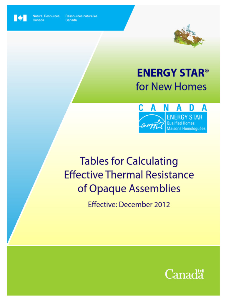 Tables for Calculating Thermal Resistance of Opaque Assemblies | PDF ...