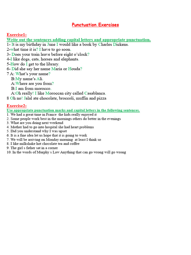 Punctuation Exercises | PDF | Mystery, Thriller & Crime Fiction