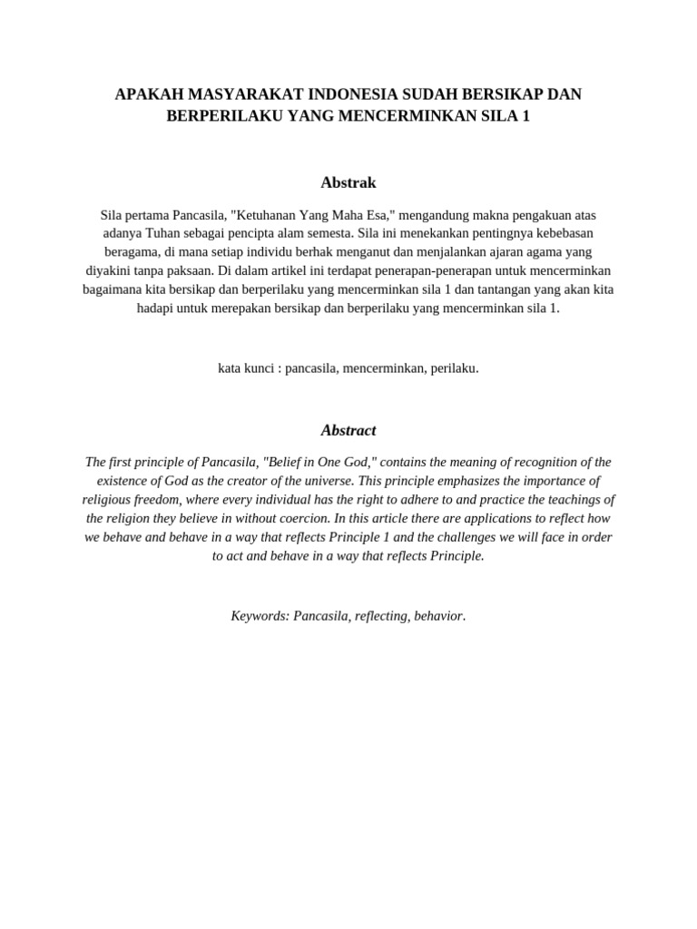 Penerapan Sila 1 Pancasila di Indonesia | PDF