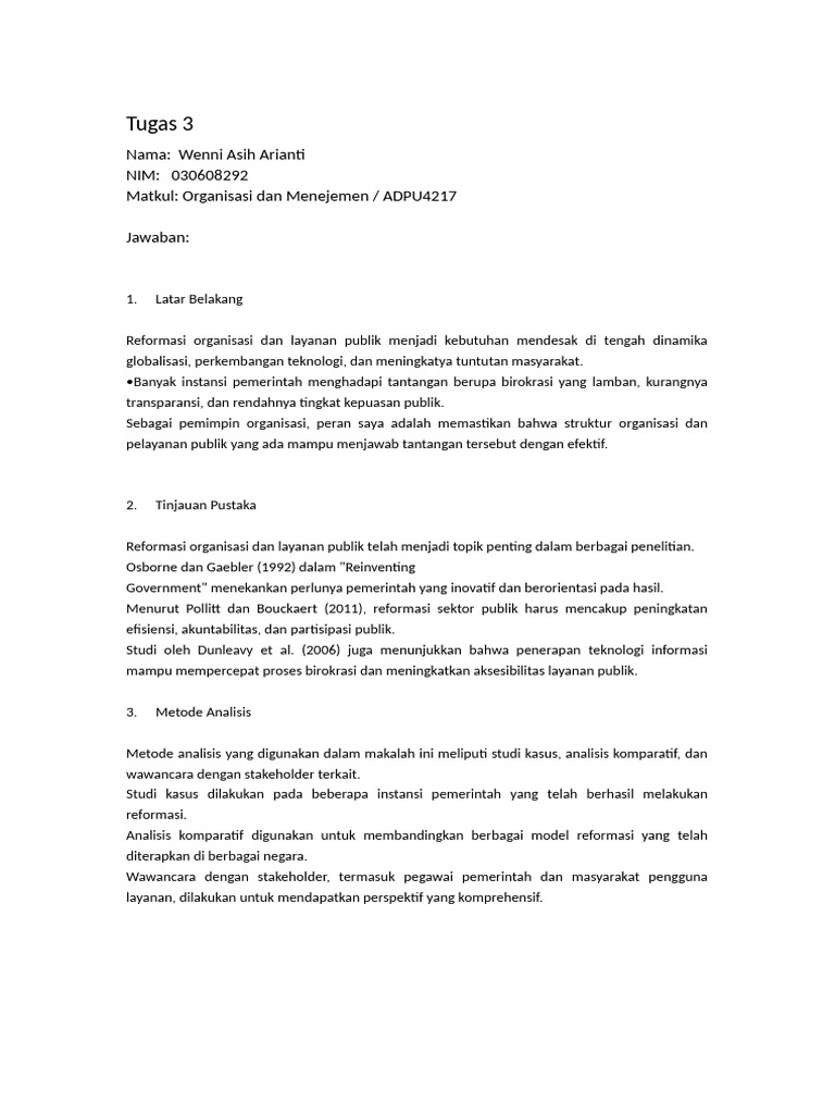 Tugas3 ADPU4217 Wenni 030608292 | PDF
