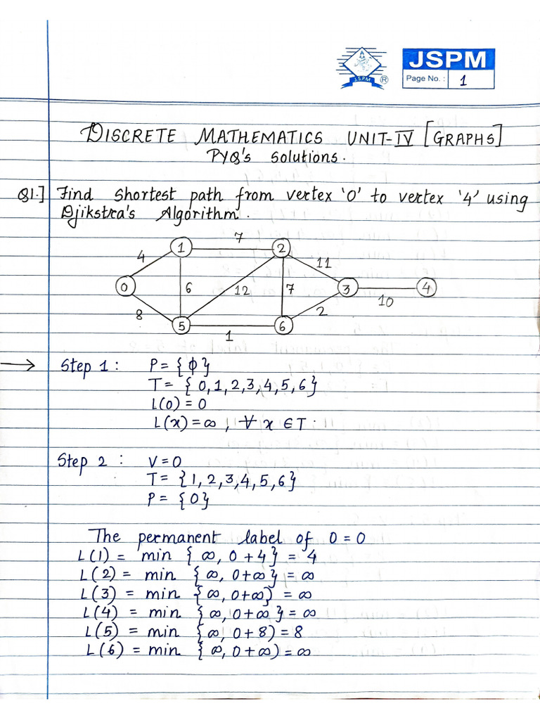 DM Unit-4 Graphs MASTER SOLUTION | PDF