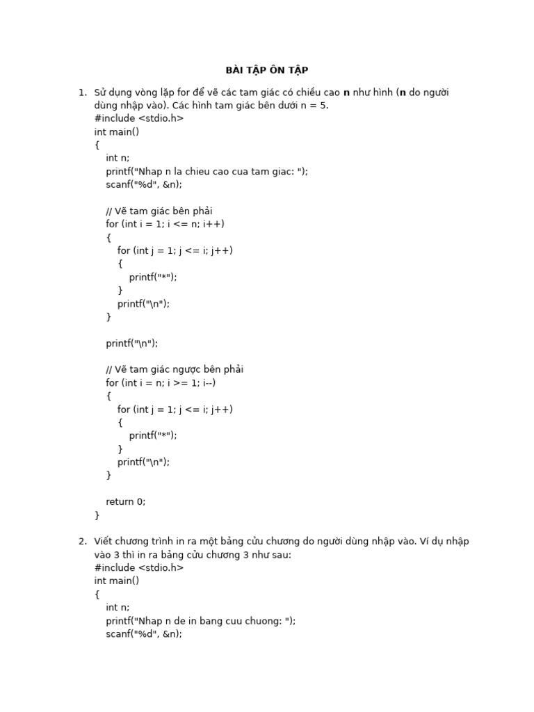 Bai Tap On Tap 1 | PDF
