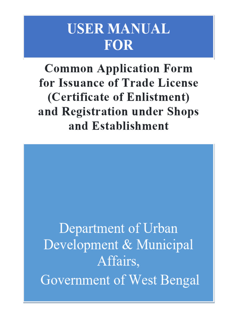 User Manual Applicant Combined Form For Issuance of Trade License and ...