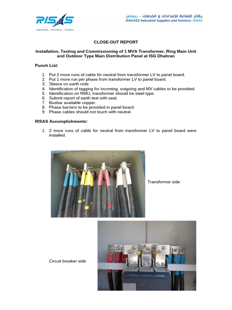 Close Out Report | PDF | Technology & Engineering