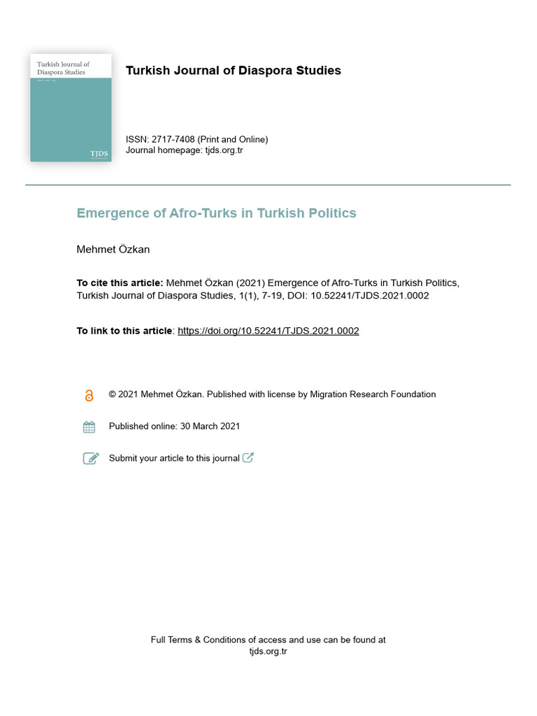 Emergence of Afro Turks in Turkish Polit | PDF | Turkey | Africa