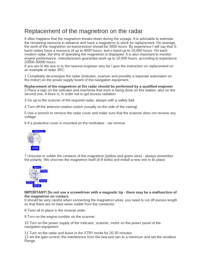 Replacement of The Magnetron On The Radar | PDF | Radar | Electronic ...