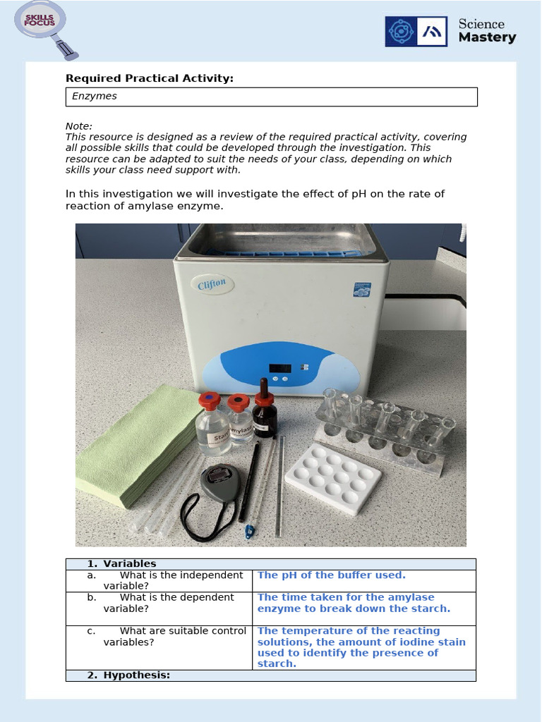 Enzyme Reaction Practical Guide | PDF | Ph | Enzyme