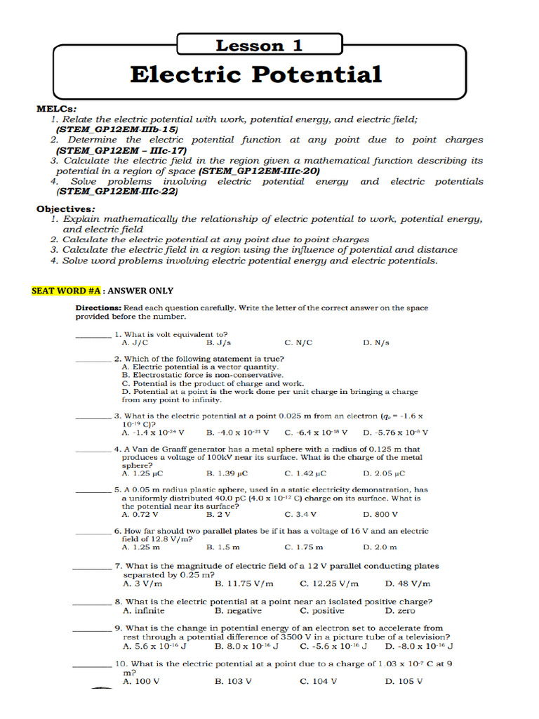 Seat Work Physics | PDF