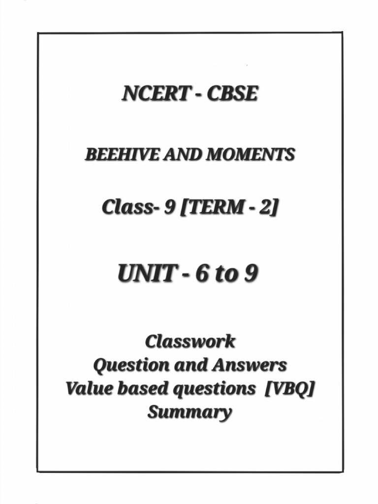 English - Unit-6 To 9 (Class 9) C.W | PDF
