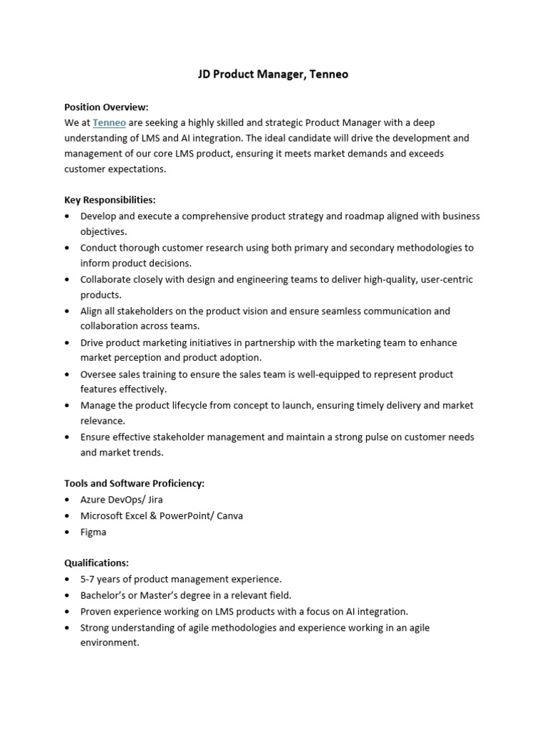 JD Product Manager | PDF | Business