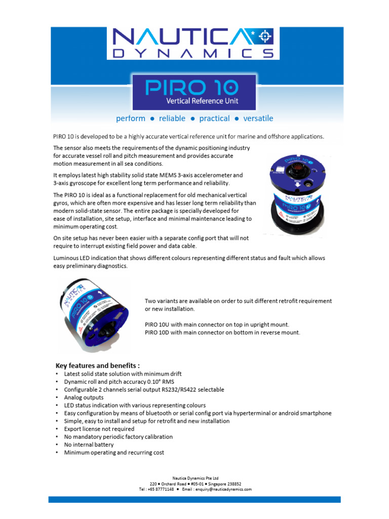 PIRO 10 - datasheet r1 | PDF | Gyroscope | Equipment