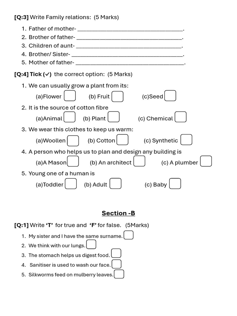 E.V.S C2 T1 Exam Paper | PDF