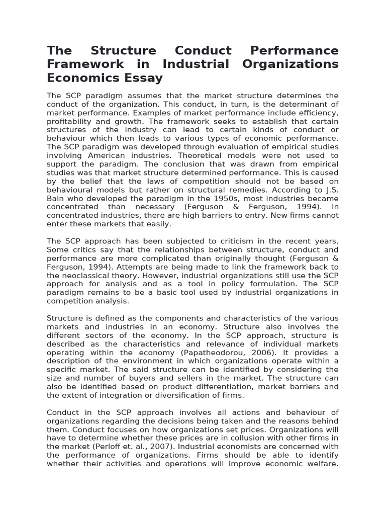 Lecture 2 The Structure Conduct Performance Framework Pdf Market