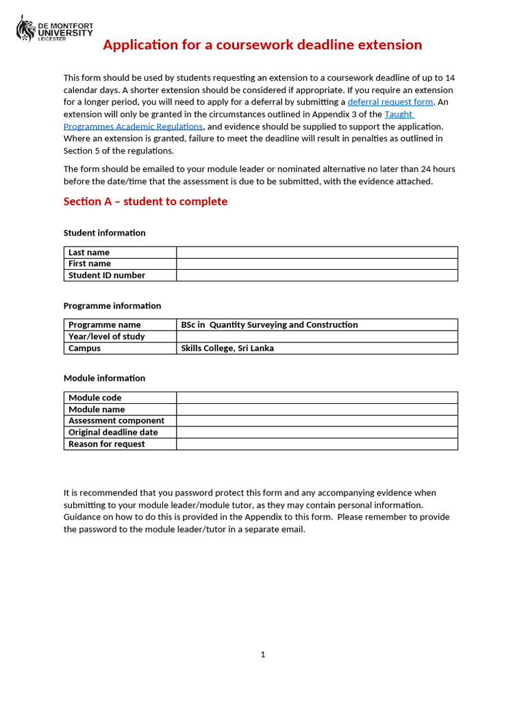 Extension Request Form | PDF | Career & Growth | Business