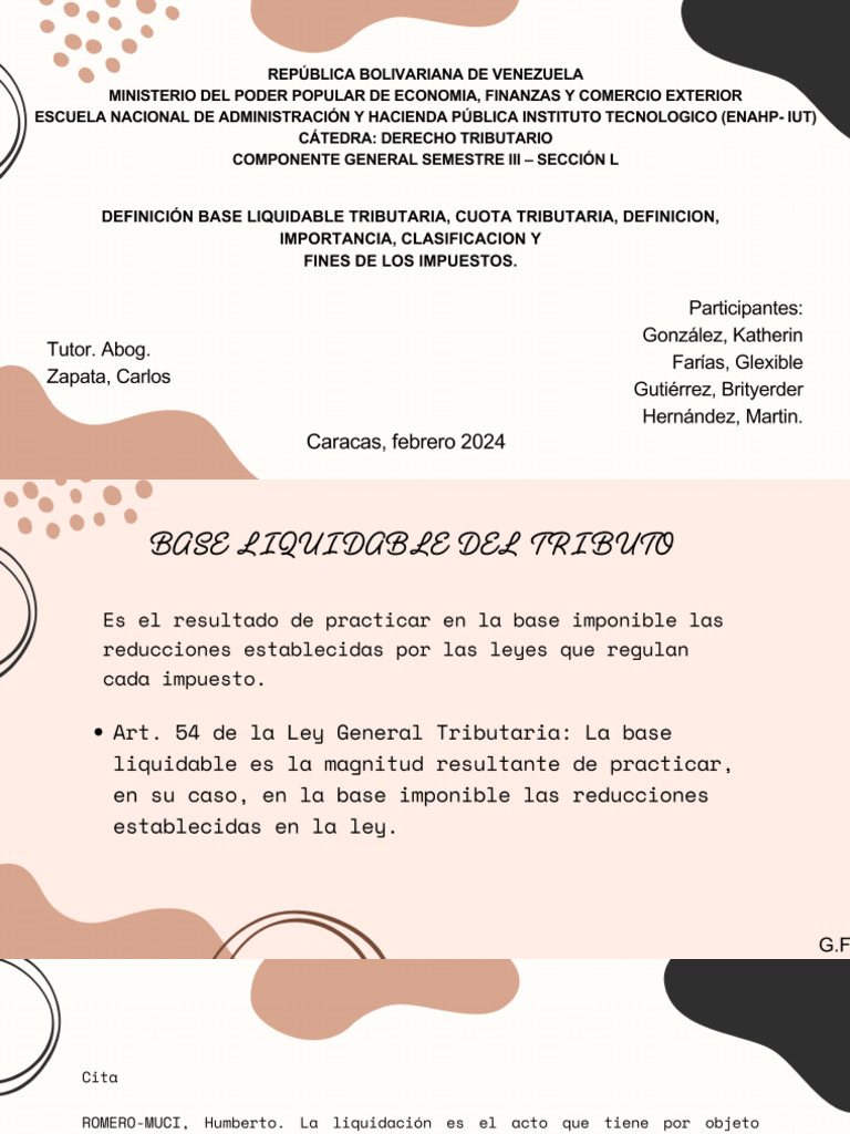 Definicion de Base Liquidable, Cuota Tributaria. Definicion ...