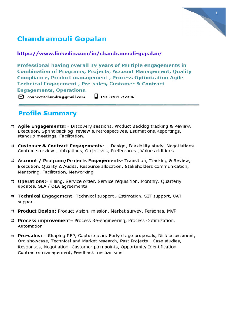Chandramouli G Jun-2024-Upd | PDF | Scrum (Software Development) | Business