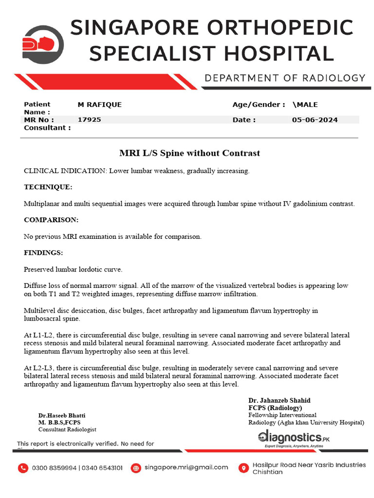 RAFIQUE | PDF | Vertebral Column | Magnetic Resonance Imaging