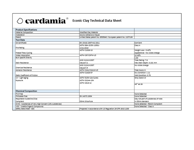Product Specifications for Modified Clay | PDF | Volatile Organic ...