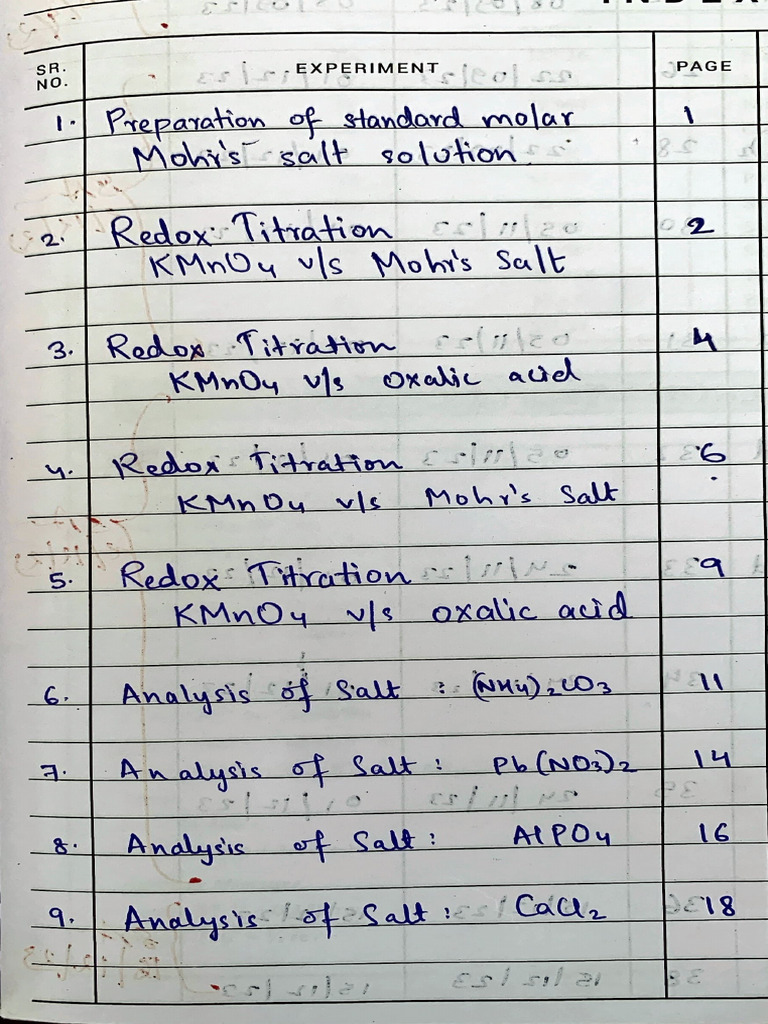 Chemistry Practical Record Book | PDF