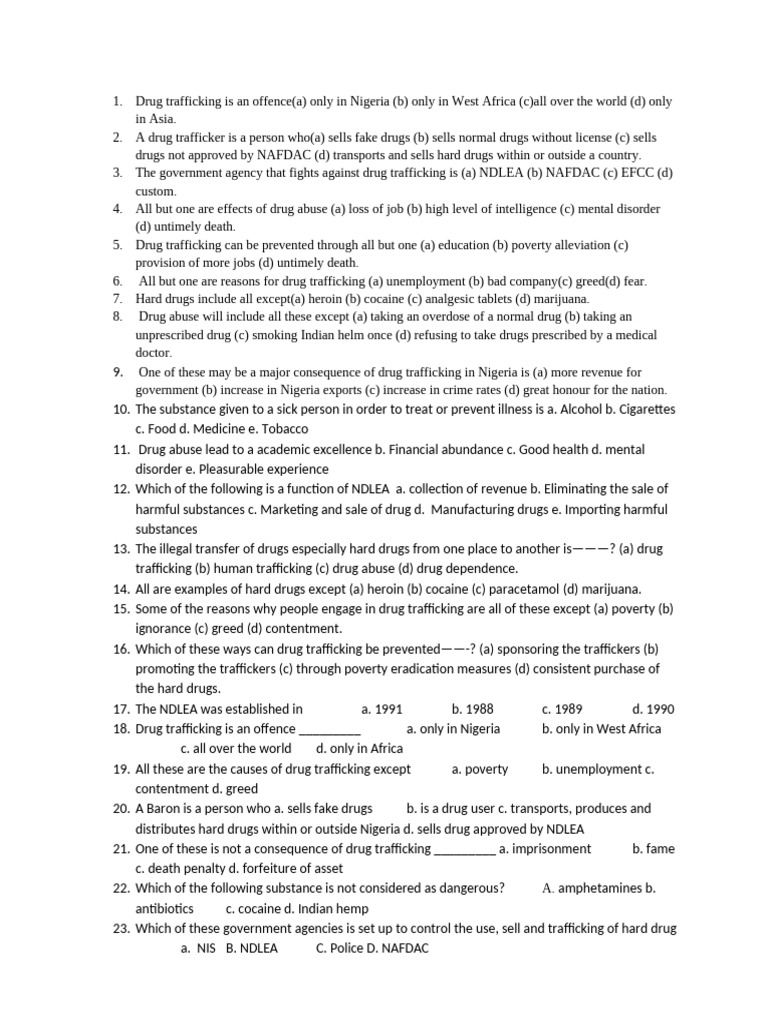 Social Studies Exam Jss2 Now | PDF | Substance Abuse | Recreational ...