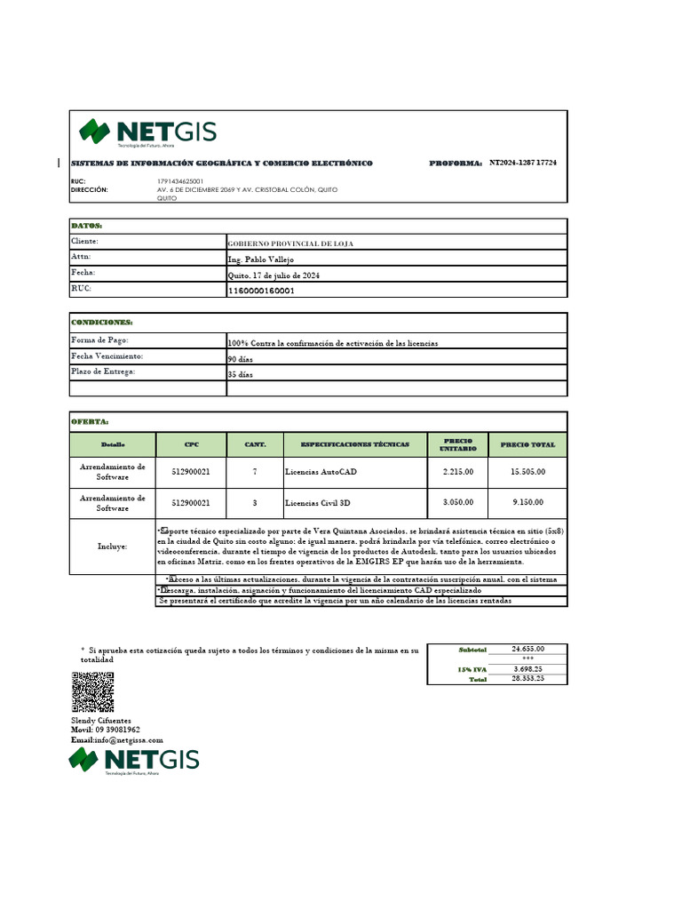 NETGIS PROFORMA GAD LOJA 2024 CAD-signed | PDF | Informática | Tecnologías de la información