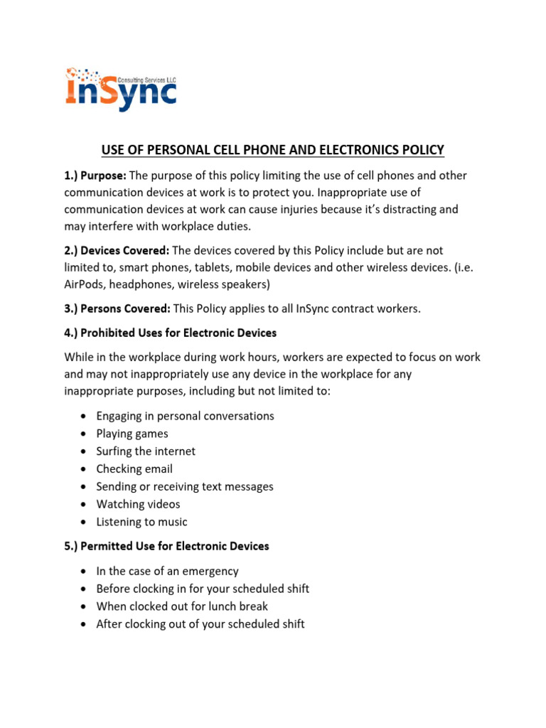 InSync - BCI - KP - Electronics Policy | PDF | Computers