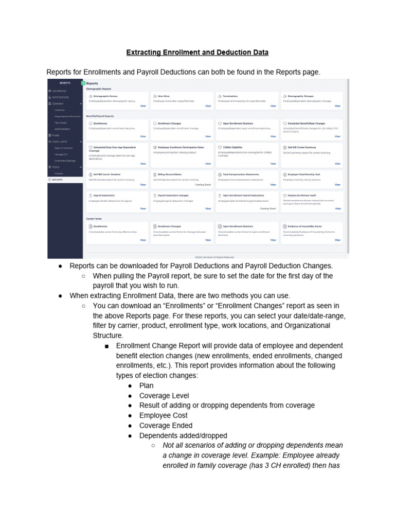 Enrollment & Deduction Data Guide | PDF